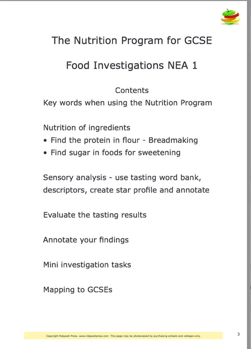 The Nutrition Program for NEA 1 - DOWNLOAD – Jenny Ridgwell's Books