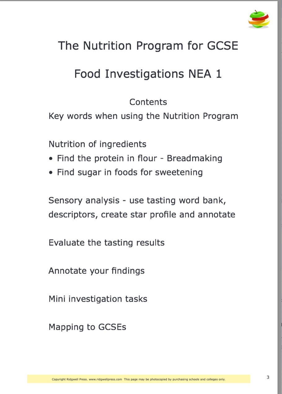The Nutrition Program for NEA 1 - DOWNLOAD – Jenny Ridgwell's Books